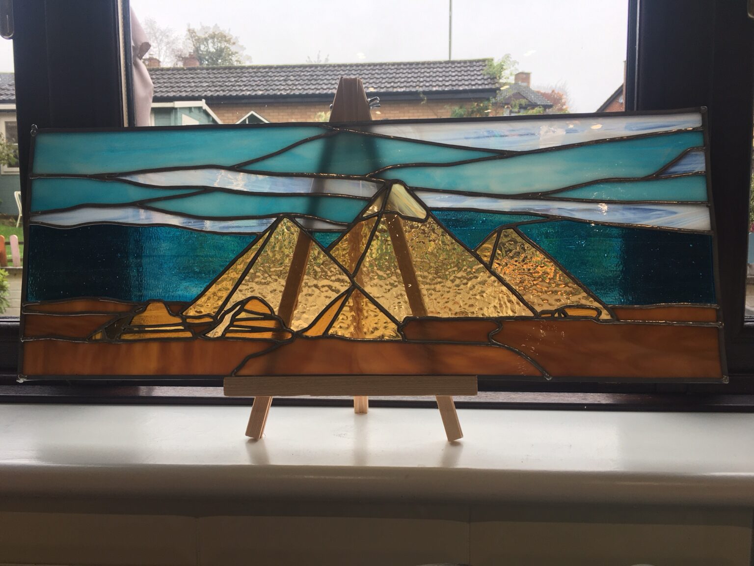 Egyptian Great Pyramids Stained Glass Panel – Poppy Glass Studio