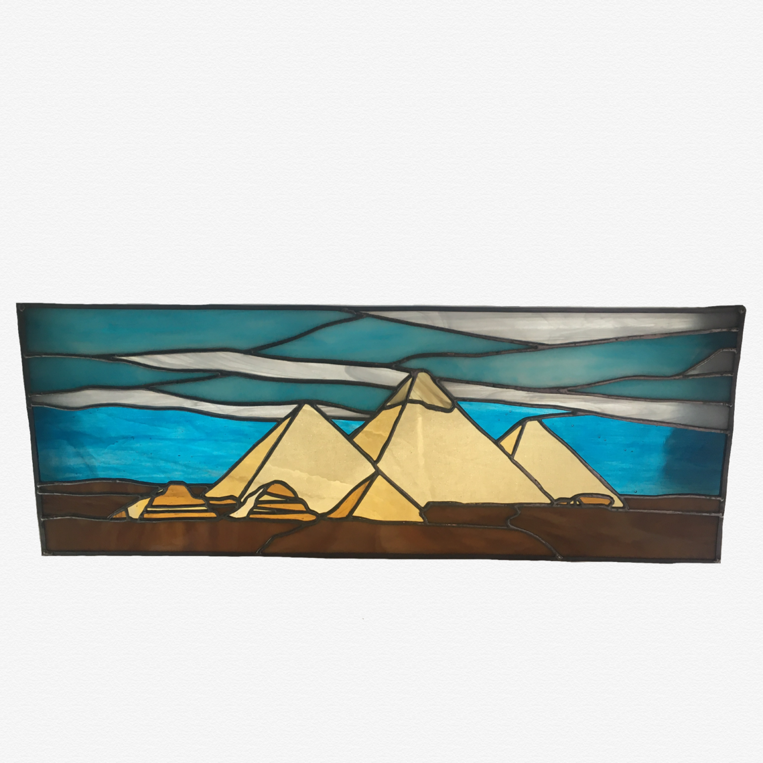 Egyptian Great Pyramids Stained Glass Panel – Poppy Glass Studio