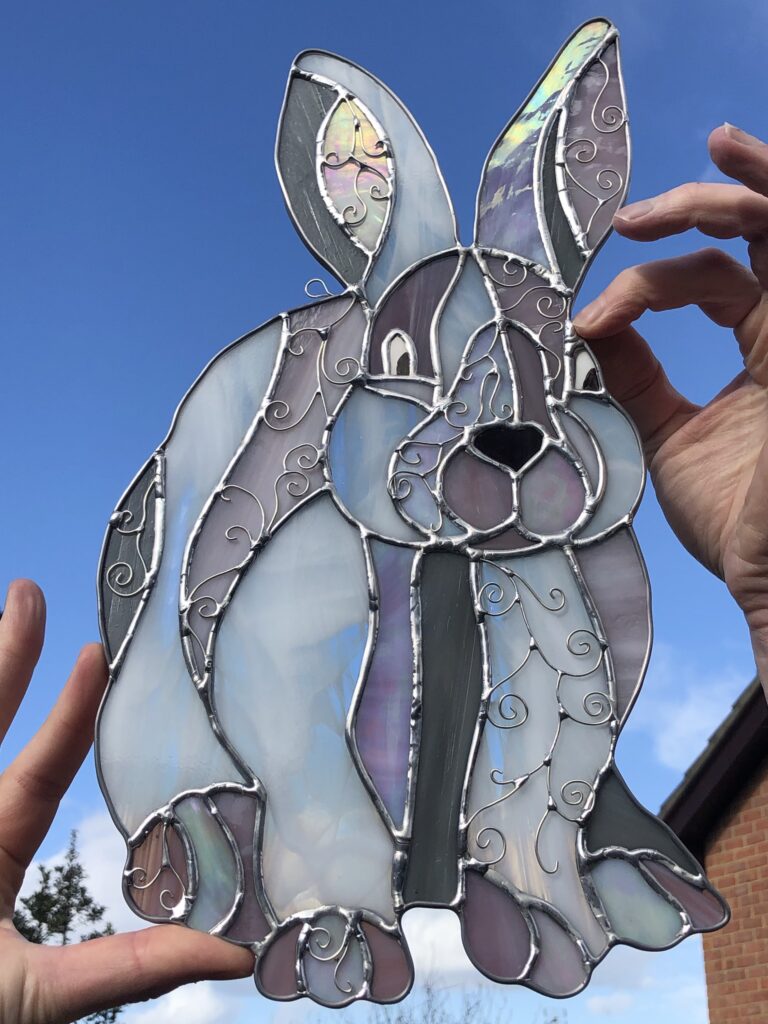 Rabbit Stained Glass Panel – Poppy Glass Studio